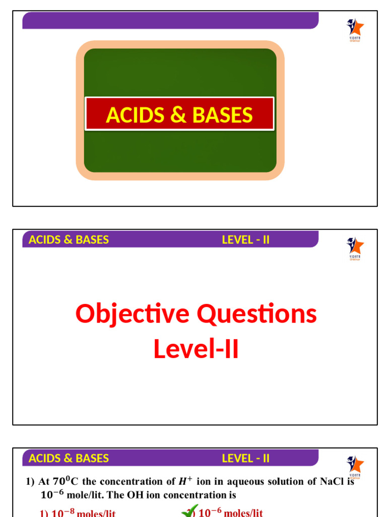 Acids and Bases Level II Questions | PDF | Ph | Acid