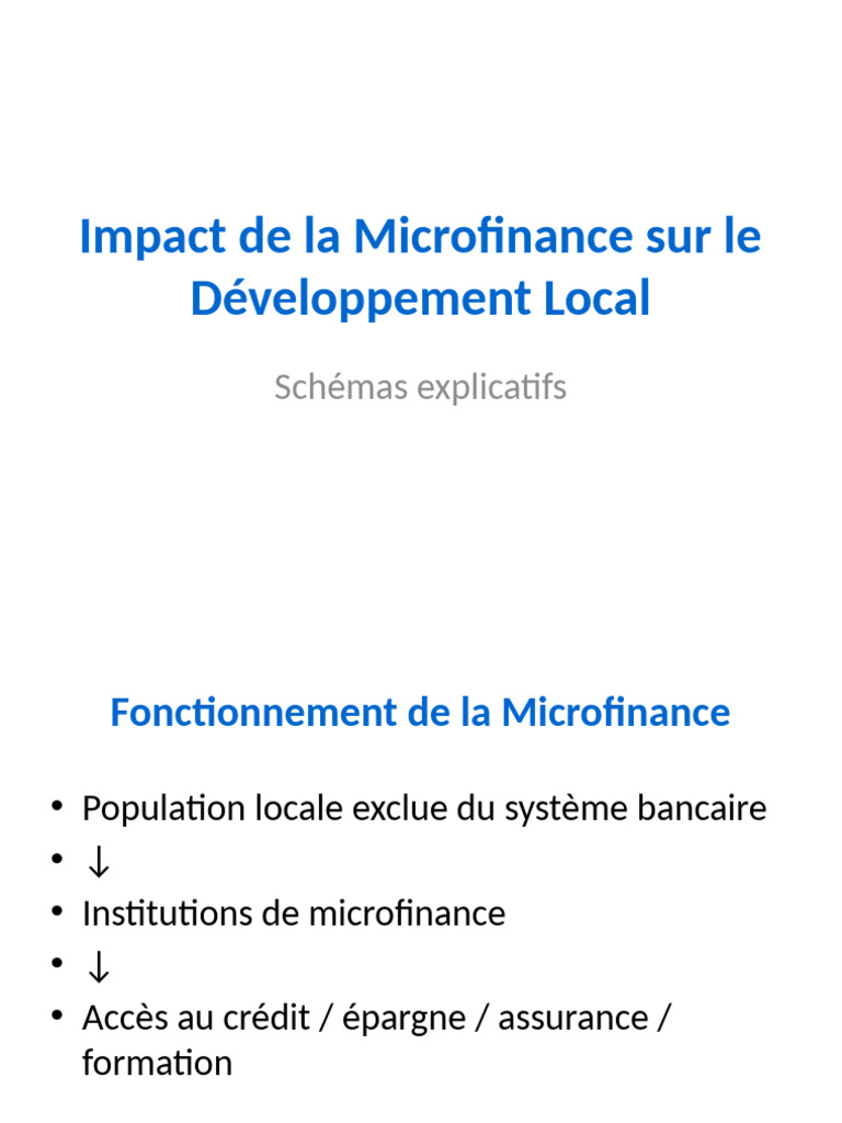 Impact Microfinance Developpement Local Design | PDF
