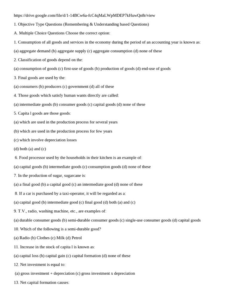Macroeconomics 12 Questions | PDF | Consumption Of Fixed Capital ...