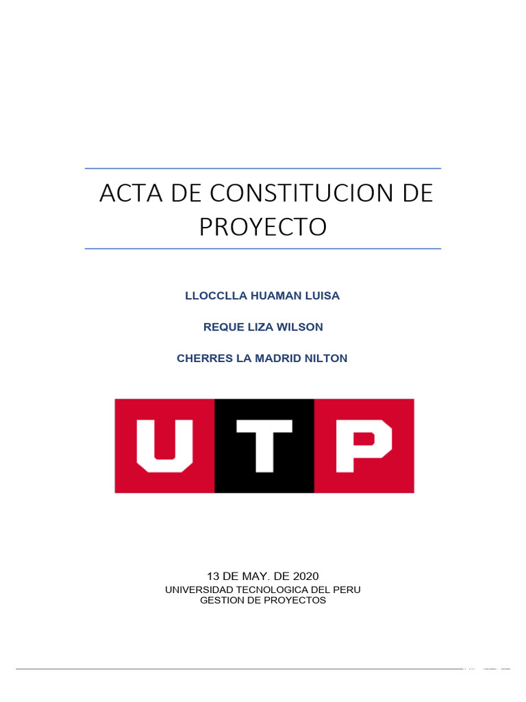 Acv s03 Tarea Calificada 2 Acta de Constitucion - Compress | PDF | Hospital | Perú
