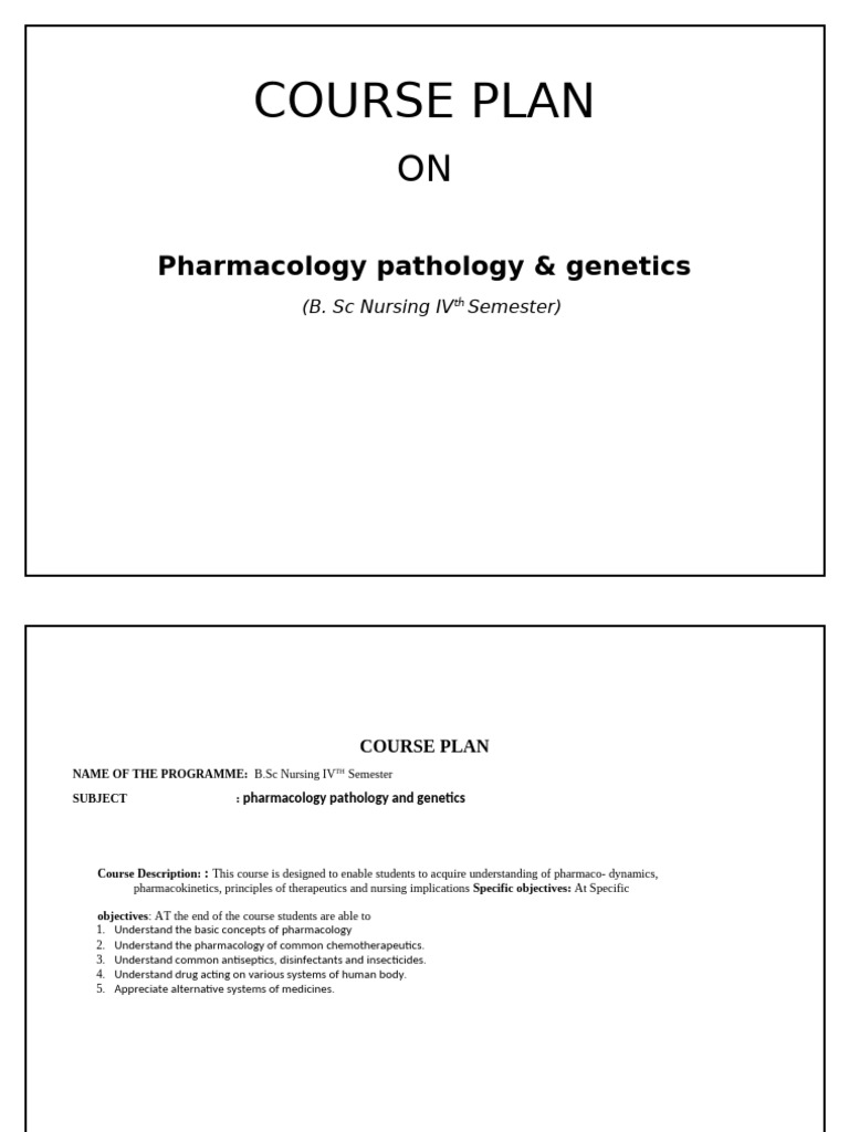 Pathology and Pharmacology Course Plan | PDF | Respiratory Diseases ...