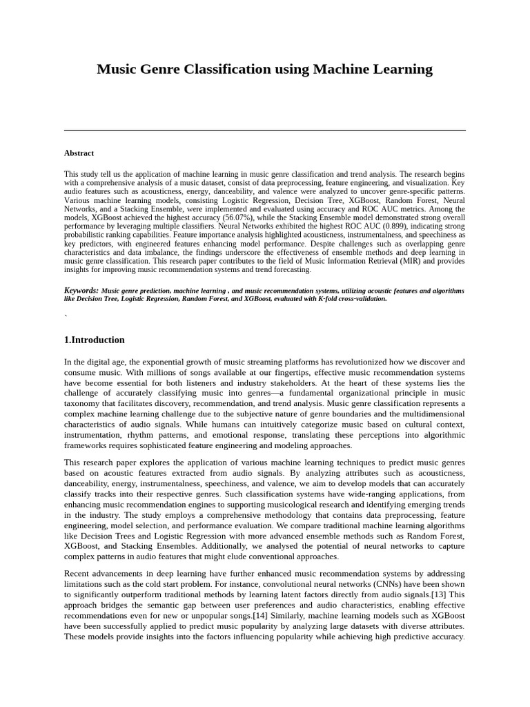 Machine Learning for Music Genre Classification | PDF | Receiver ...