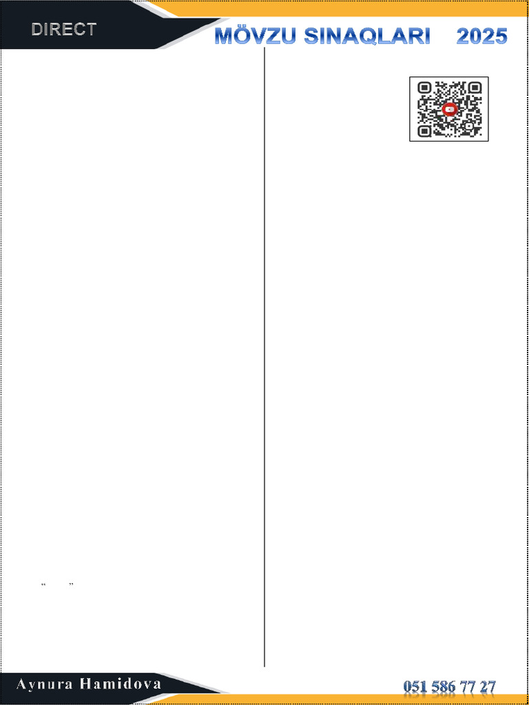 Direct in Direct Movzu Si̇naqlari̇ 2025 | PDF | Alphabet | Egyptian Hieroglyphs