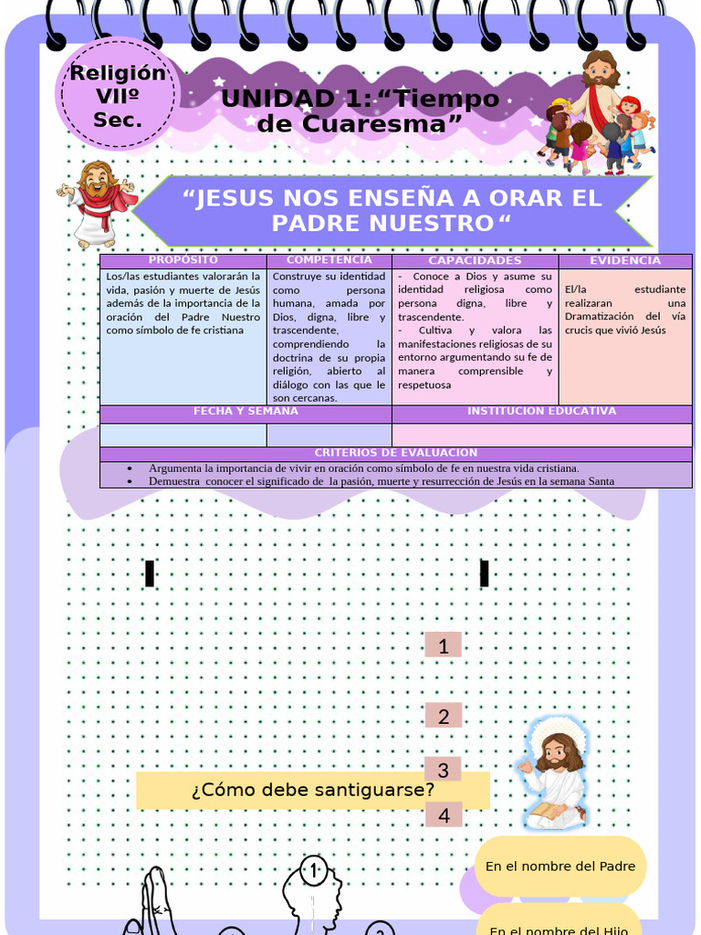 Ficha de Actividad S4 (U1) Ciclo VII (3°4°) - RELIGIÓN | PDF | Oración | orador del Señor