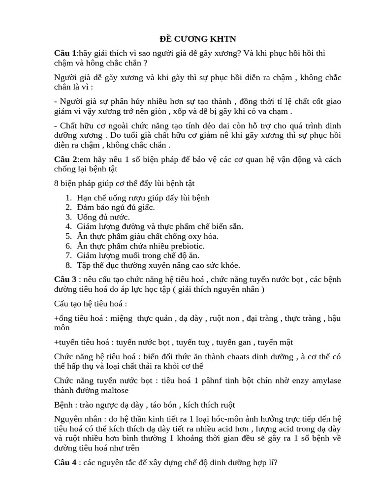 ĐỀ CƯƠNG KHTN | PDF