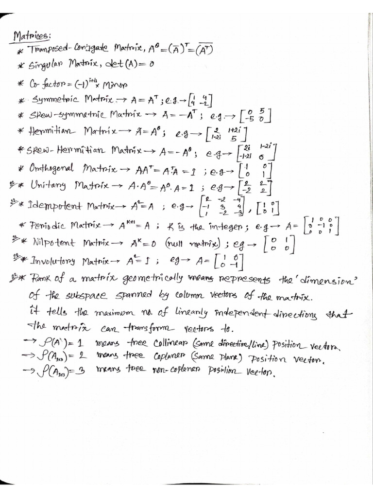 Matrices (DL Handnote) | PDF