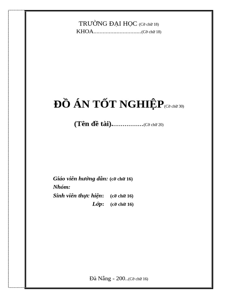 Quy cách đồ án TN, PBL, BTL | PDF