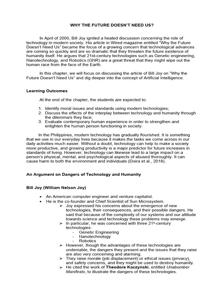 Why Future Does Not Need Us | PDF | Artificial Intelligence ...