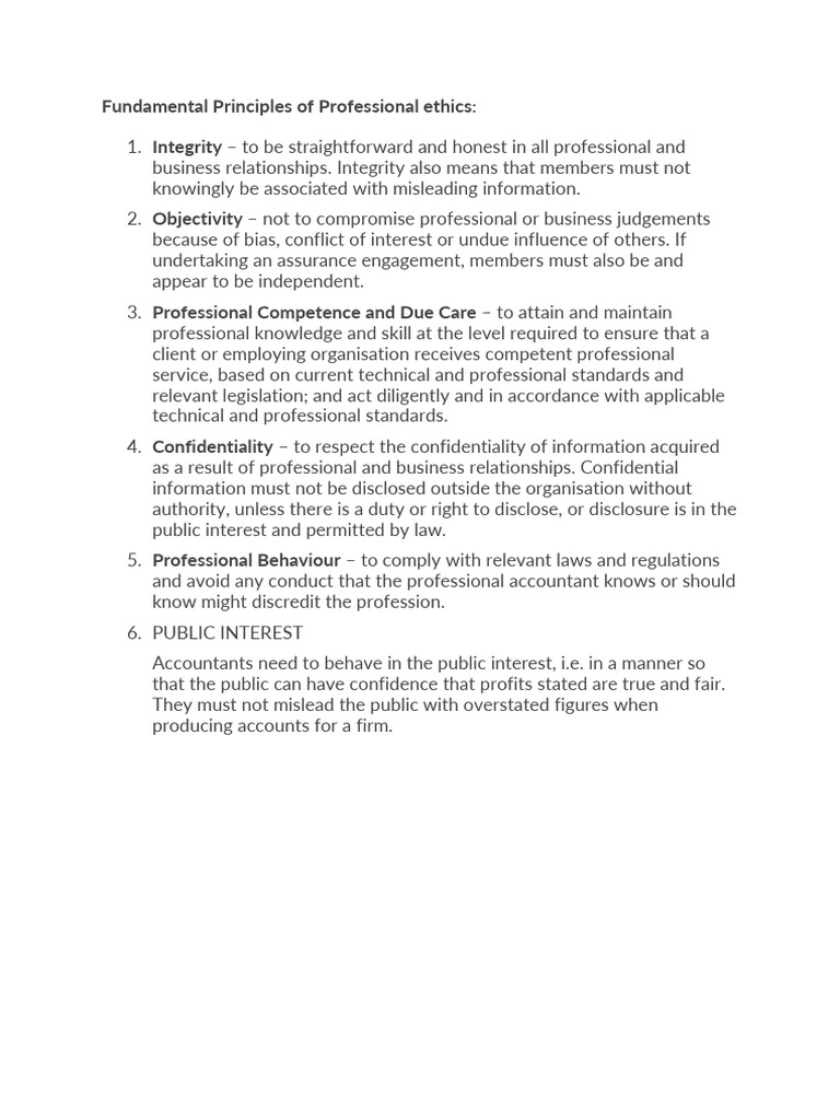 Fundamental Principles of Professional Ethics | PDF