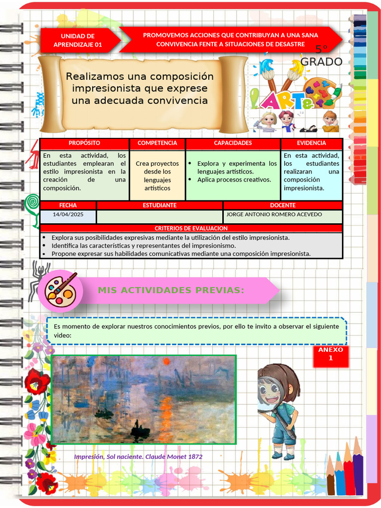 Semana 3 - 5° Act. 3 | PDF | Pinturas | Impresionismo