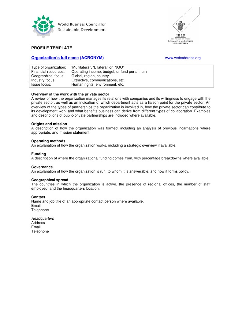 Organization Profile Template Guide | PDF
