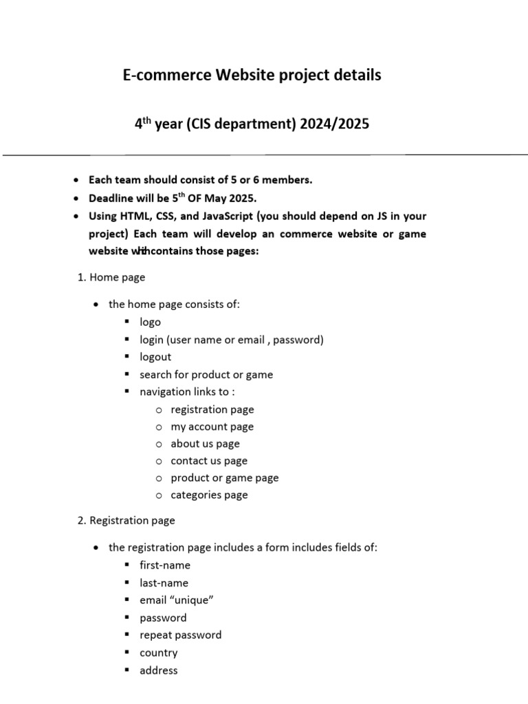 E-Commerce Project Description 2025 | PDF