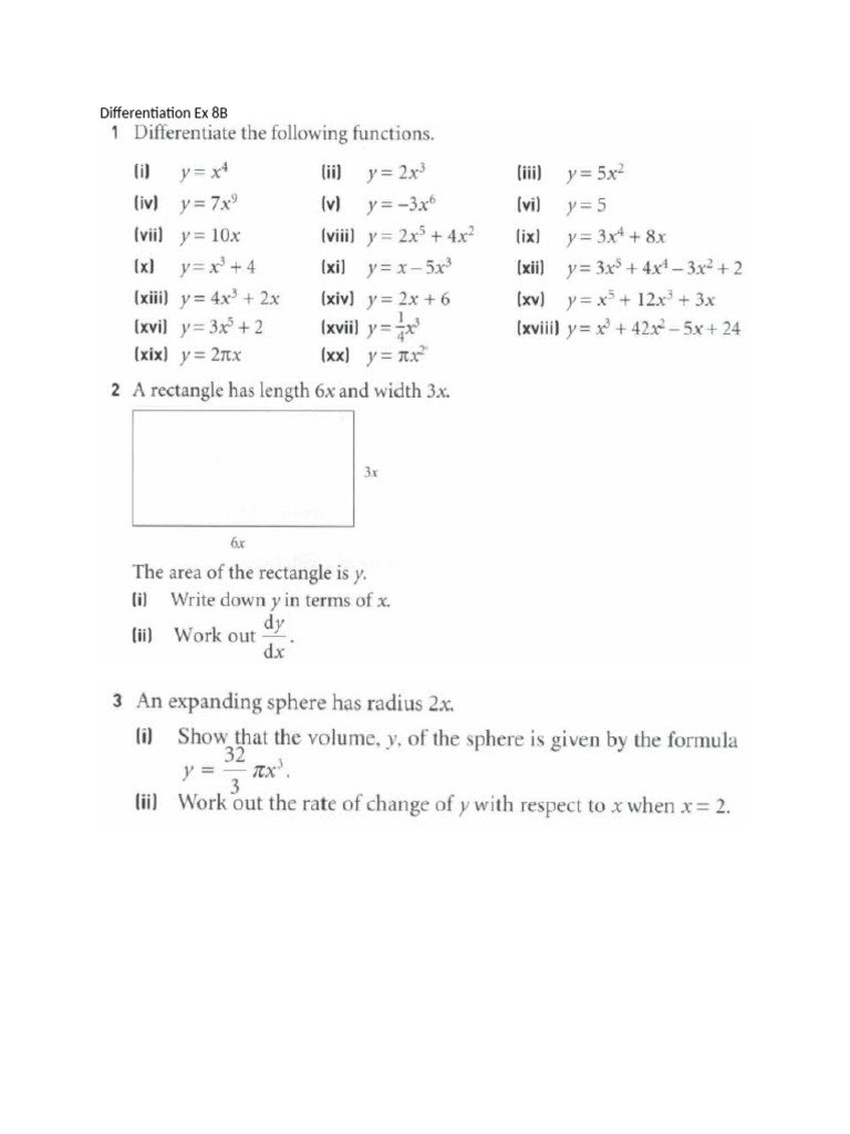 Differentiation_Ex_8B_Ex_8C_worksheet | PDF
