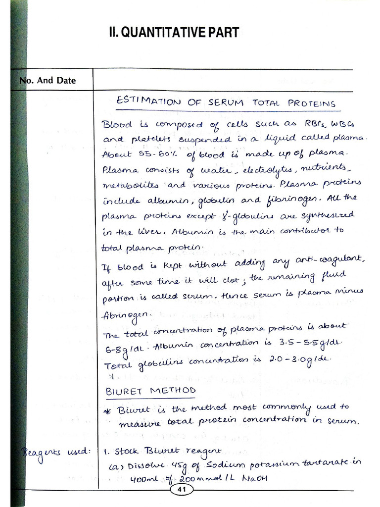 Serum proteins estimation | PDF