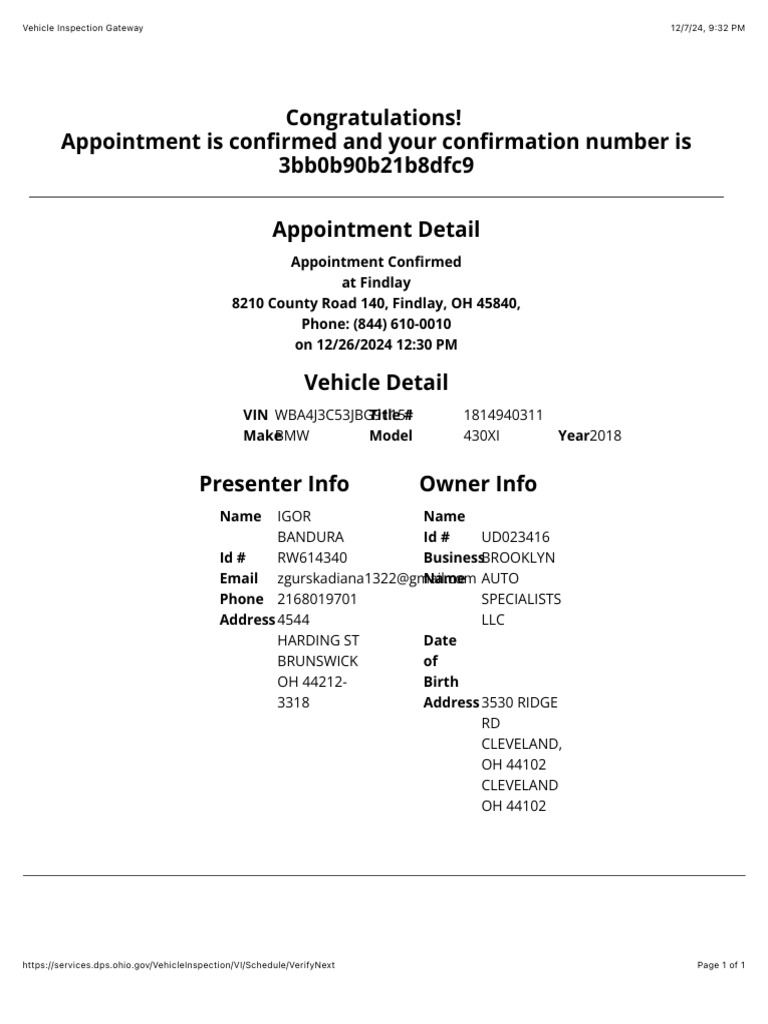 Vehicle Inspection Gateway | PDF