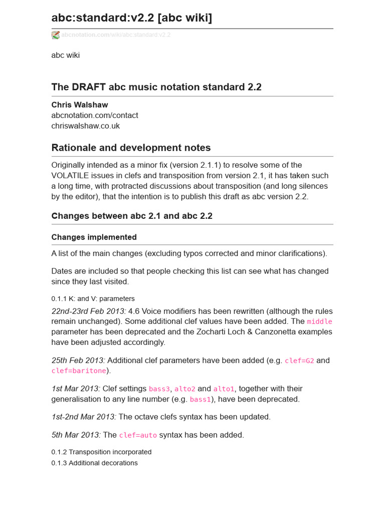 abc Music Notation Standard 2.2 Draft | PDF | Computer File | Html