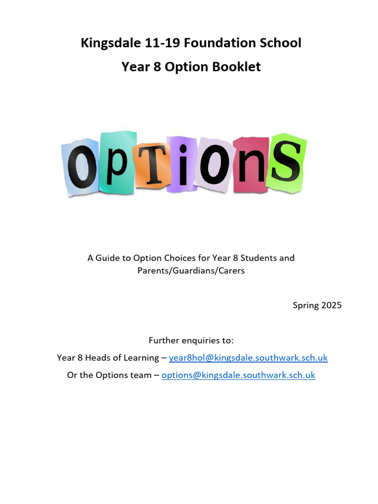 Year 8 Options Booklet 2025 | PDF | Textiles | Communication