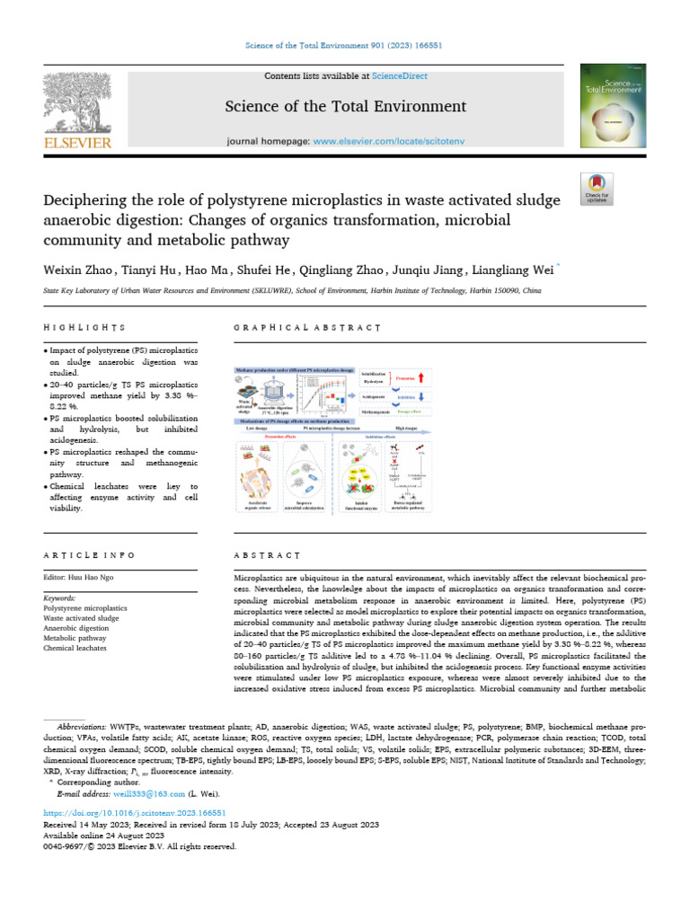 Impact of Polystyrene on Anaerobic Digestion | PDF | Anaerobic ...