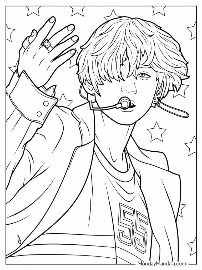 BTS V Singing and Dancing Coloring Sheet | PDF