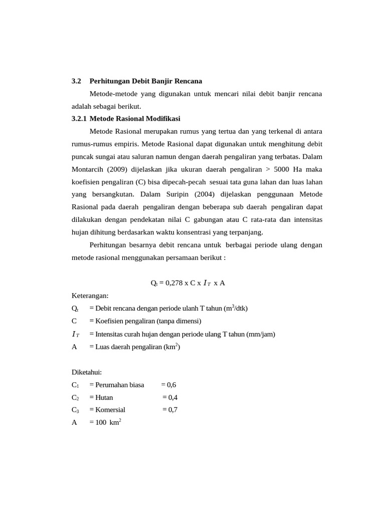 Rumus Debit Banjir Metode Rasional | PDF