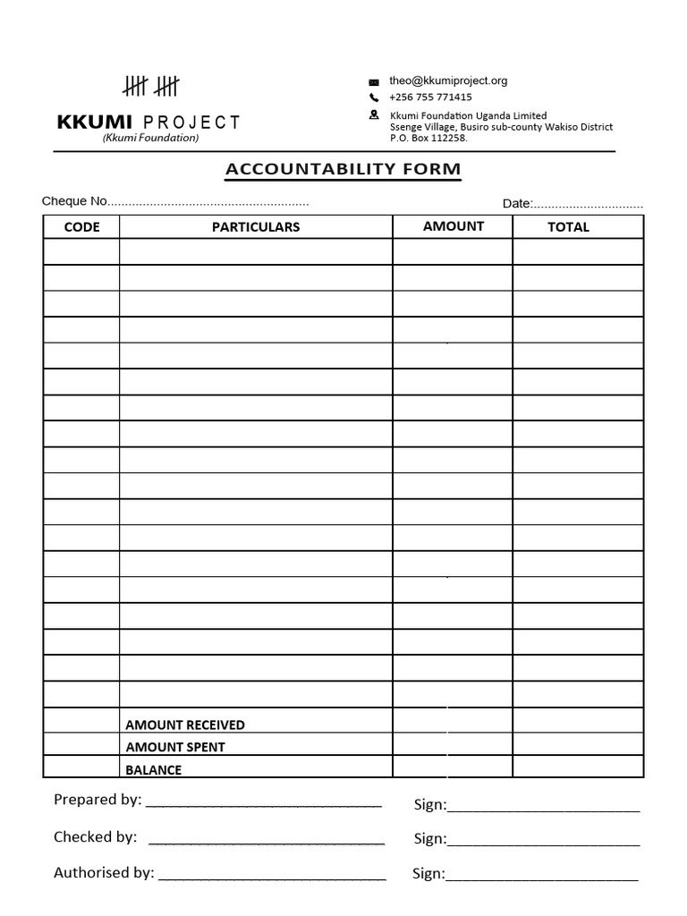 Kkumi Foundation Accountability Form | PDF