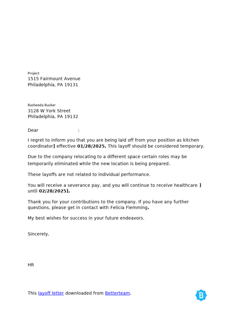 Temporary Layoff Notification Letter | PDF