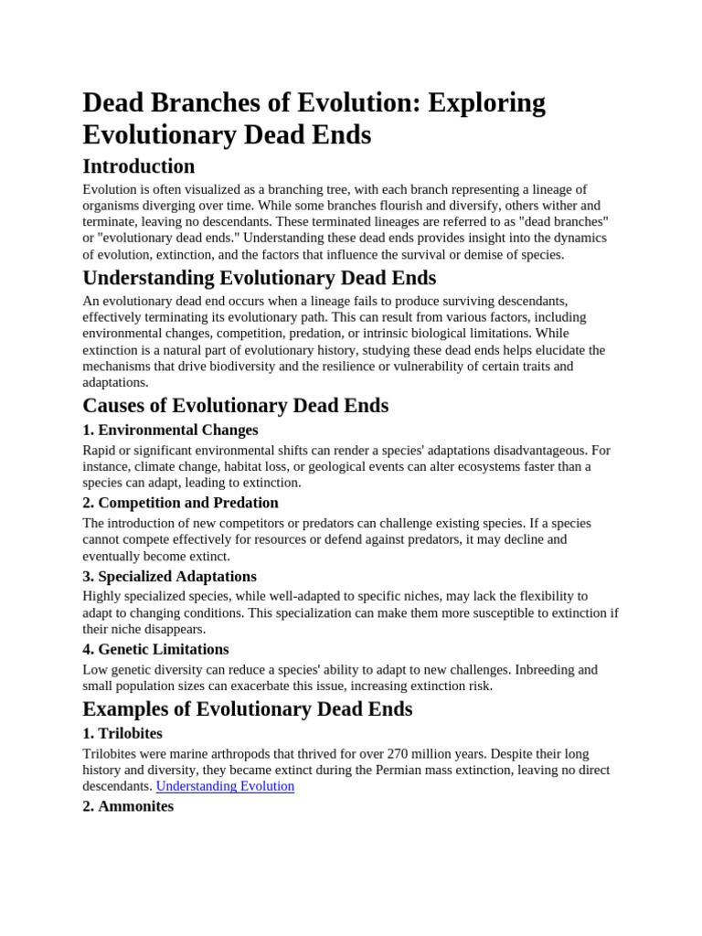 Dead Branches of Evolution | PDF | Evolution | Extinction