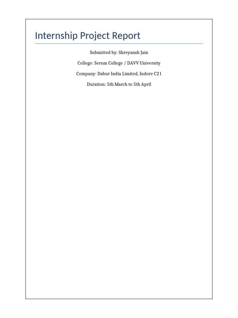Internship Project Shreyansh Jain | PDF | Internship | Job Hunting
