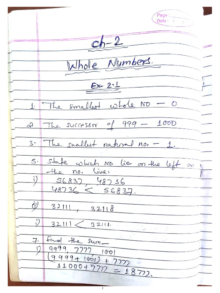 Ch2 Whole Numbers | PDF