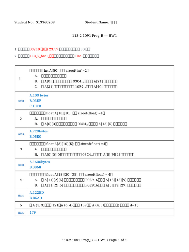 03/18 23:59 113 - 2 - hw1 - Hw1: Student No.: S13360209 Student Name | PDF