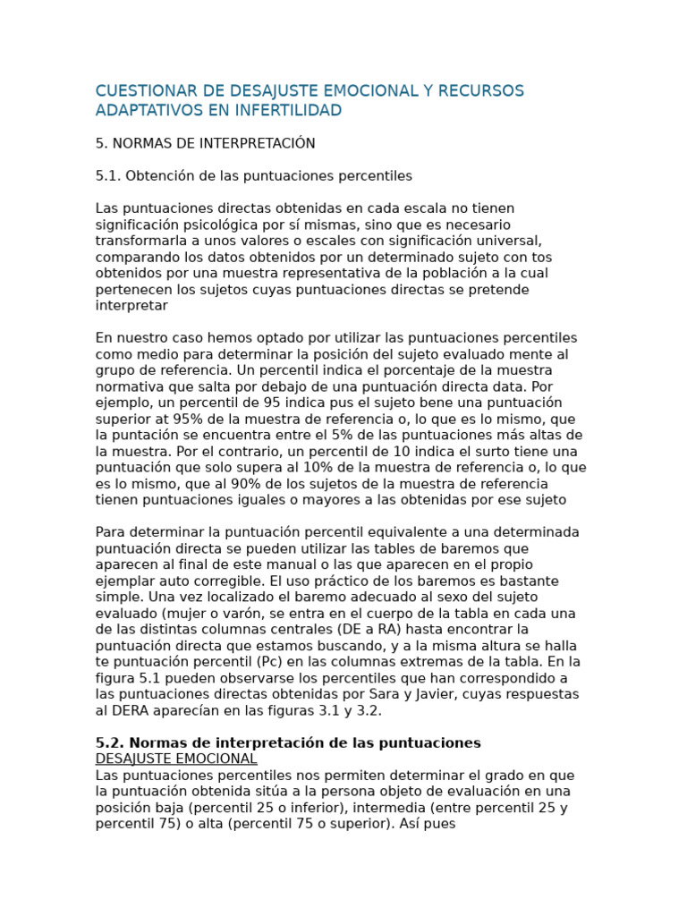 Interpretacion Dera | PDF | Las emociones | Ansiedad