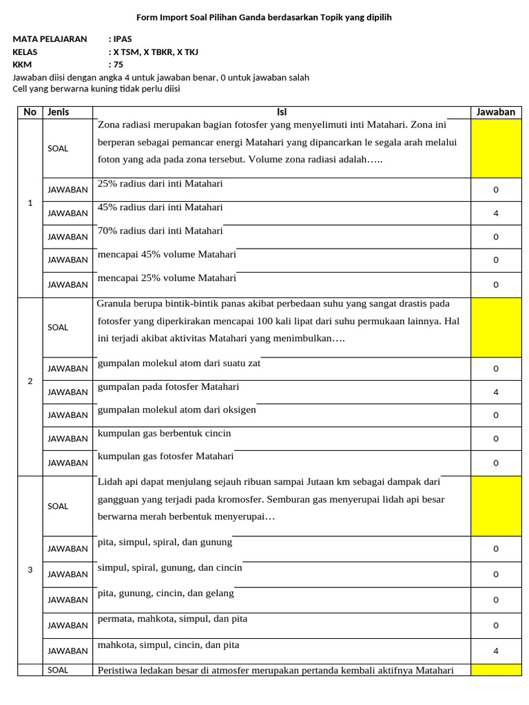 Format Soal PTS Mapel Ipas (Sri Kamulyan) | PDF