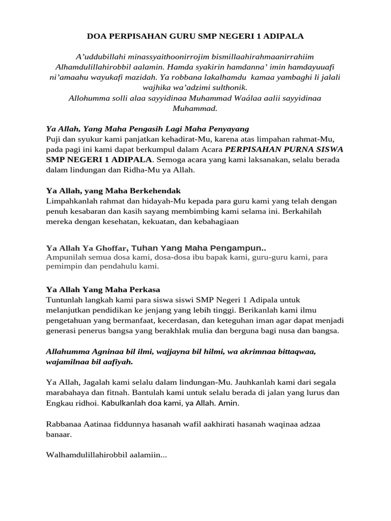 DOA Perpisahan SMP 2024 | PDF