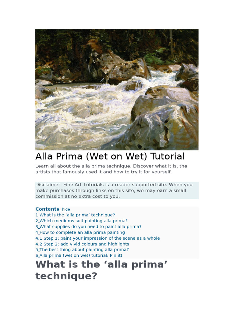 Alla Prima (Wet On Wet) Tutorial | PDF | Paintings | Paint