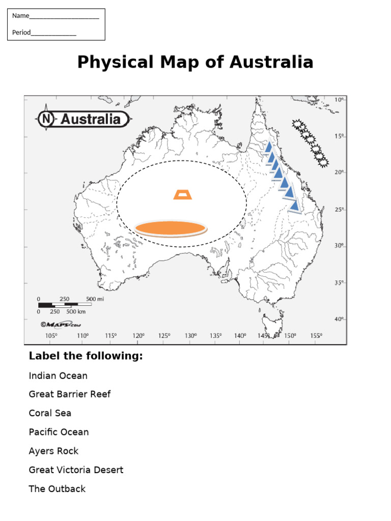 Labeled Physical Map of Australia | PDF
