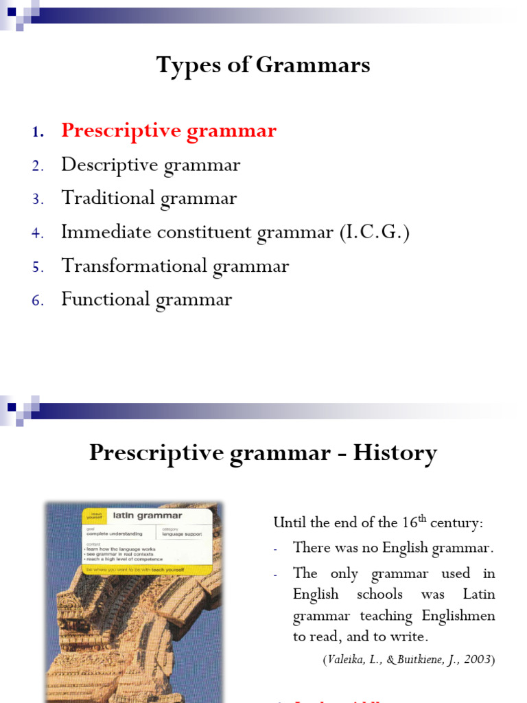 Prescriptive Grammar - Slides | PDF | Grammar | Linguistic Morphology