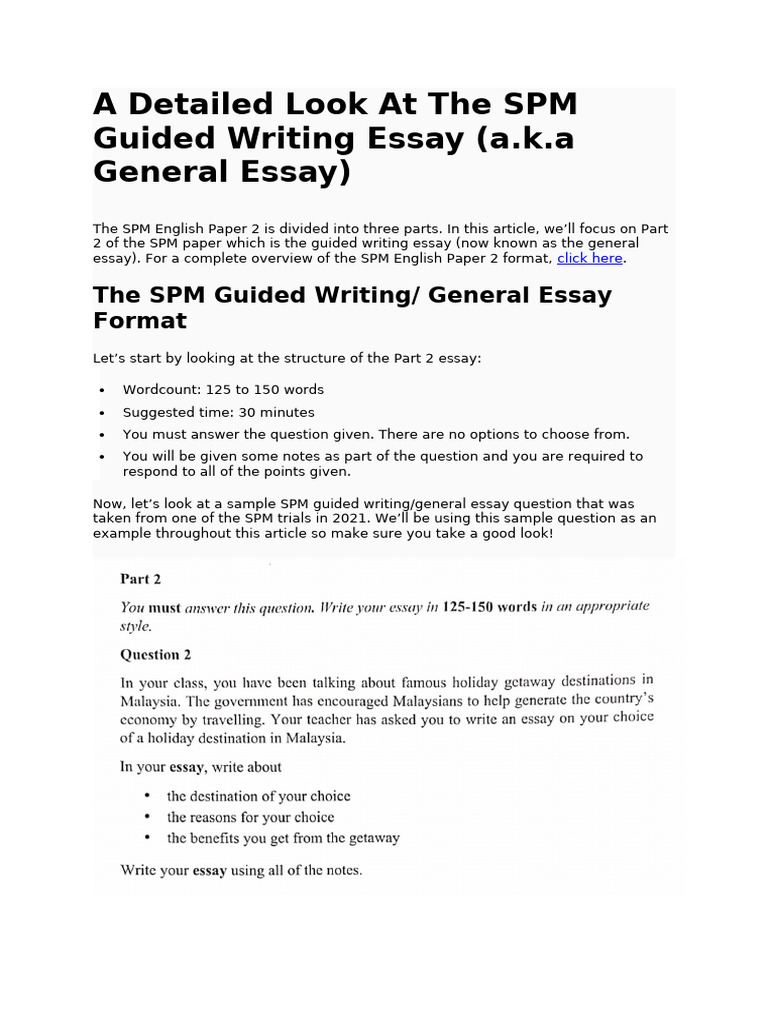 A Detailed Look At The SPM Guided Writing Essay | PDF | Essays | Human ...
