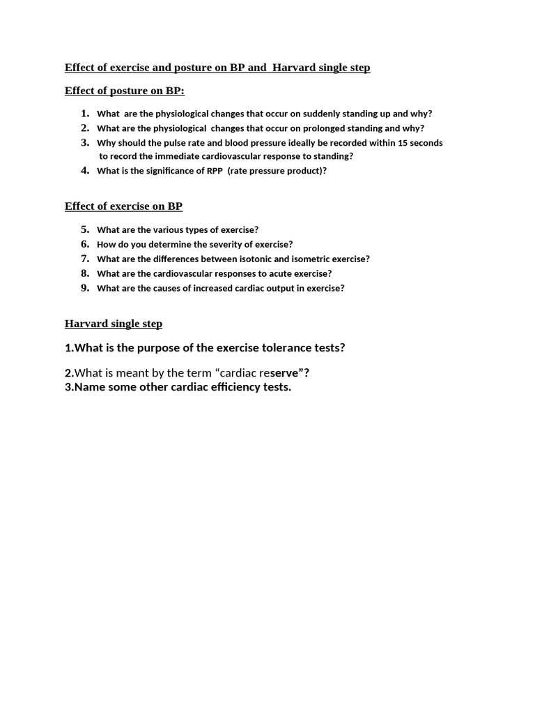 Exercise and Posture Harvard Single Step | PDF