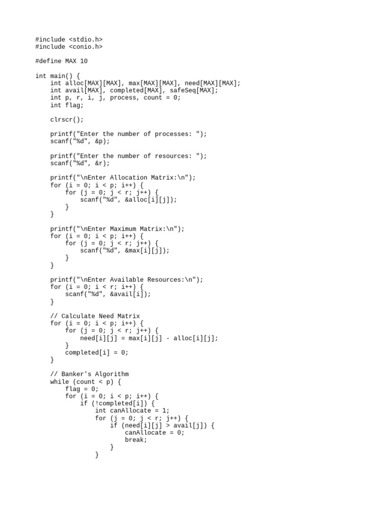 Bankers Algorithm | PDF