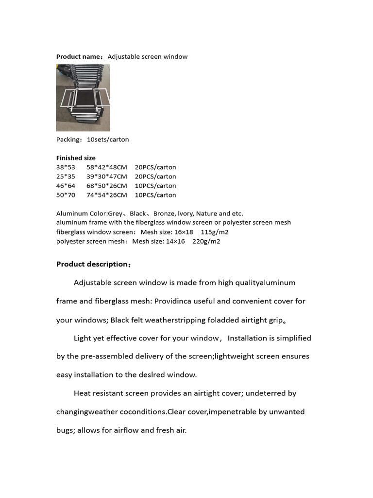 Brief Introduction of Sliding Screen Window (2024-08-26 19 - 41 - 58) | PDF