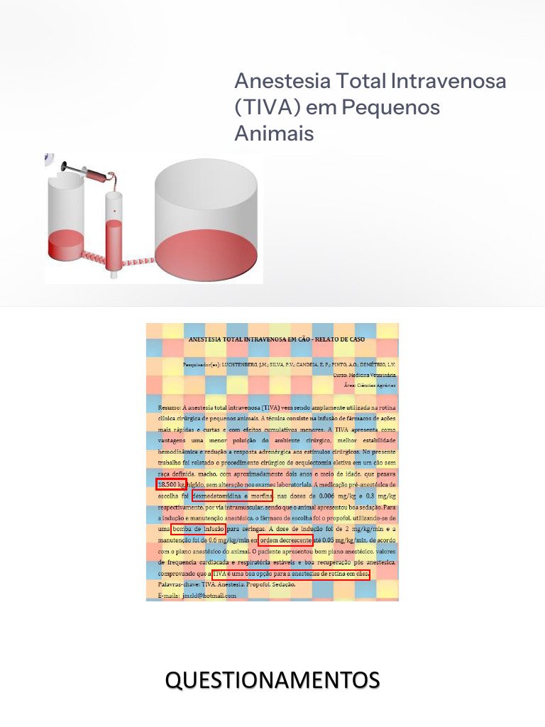 Anestesia Total Intravenosa em Animais | PDF | Anestesia ...