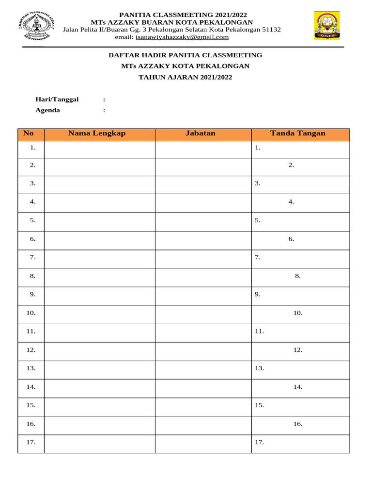 Daftar Hadir Rapat | PDF
