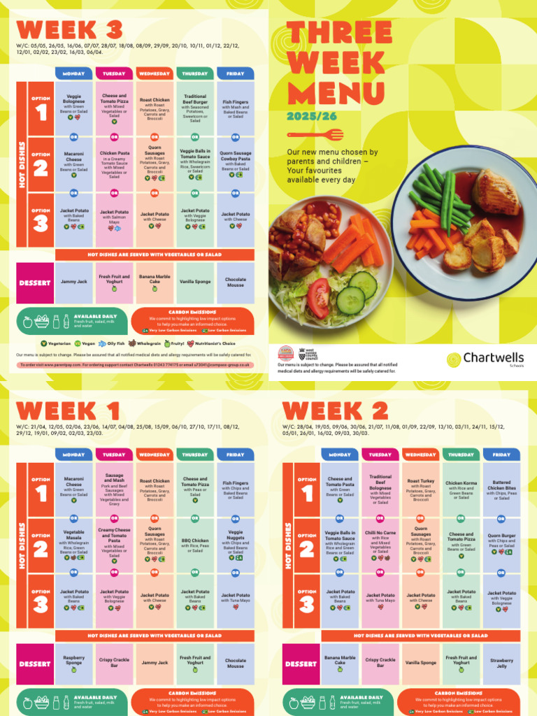 Chartwells New Menu 2526 | PDF | Salad | Gravy