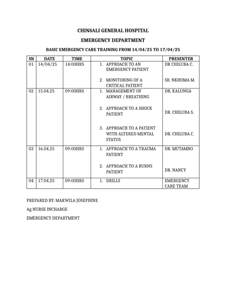 BASIC EMERG CARE TRAINING | PDF