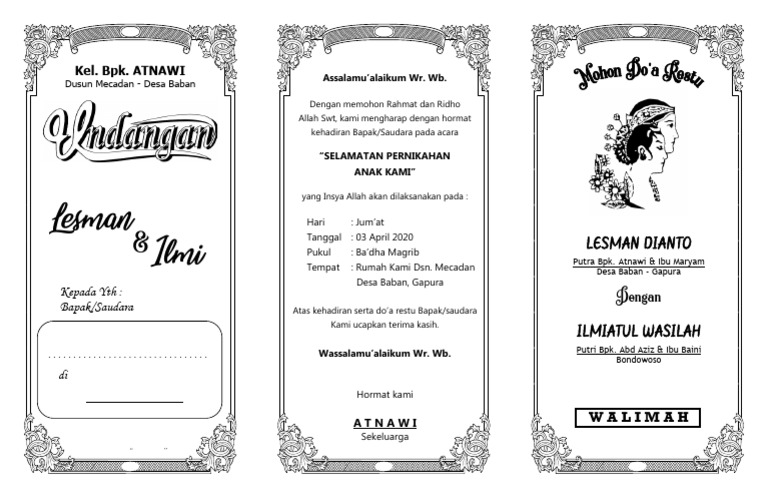 Undangan Walimah Lesman dan Ilmi | PDF