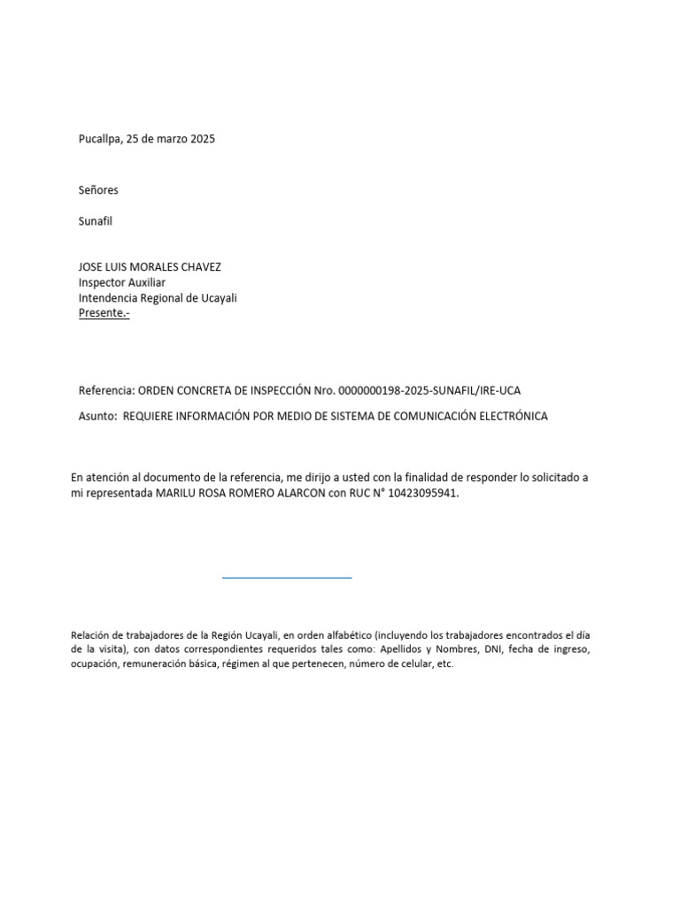 Carta 2 A Sunafil | PDF