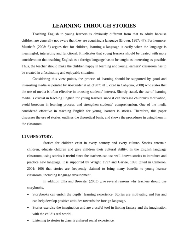 Chapter Report Learning Through Stories | PDF | Learning | Foreign Language