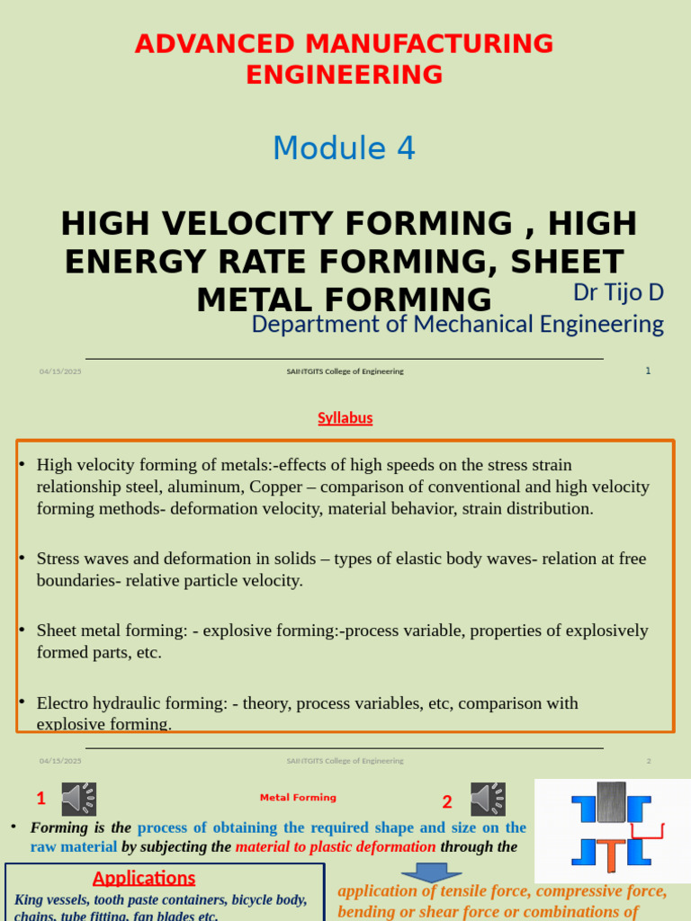 High Energy Rate Forming Techniques | PDF | Deformation (Engineering ...