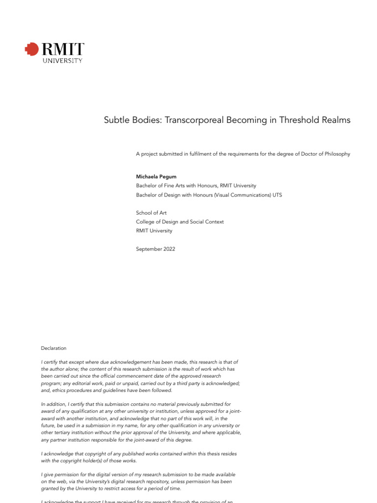 Subtle Bodies Transcorporeal Becoming in Threshold Realms - Pegum | PDF ...