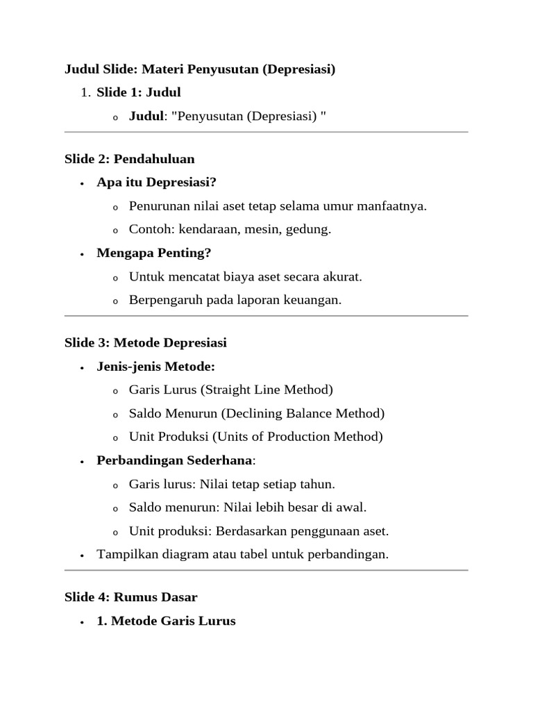 Metode Penyusutan Aset dan Excel | PDF